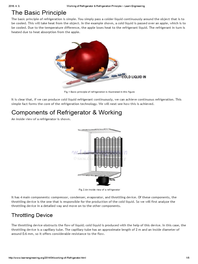 Working of Refrigerator & Refrigeration Principle | PDF | Refrigerator ...