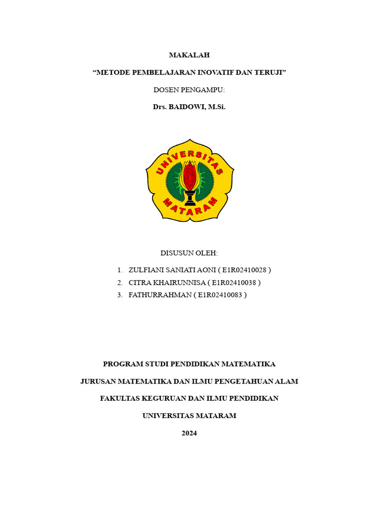Metode Pembelajaran Inovatif Dan Teruji | PDF