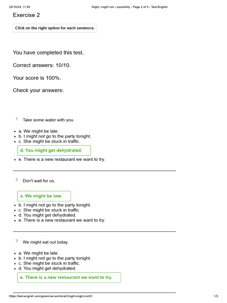 Might and Might Not Exercises | PDF