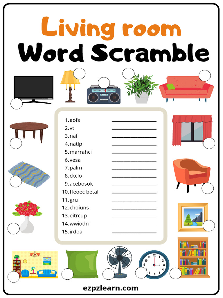 Living Room Word Scramble | PDF