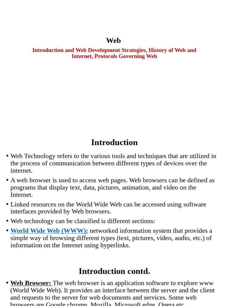 1 Introduction and History of Web | PDF | World Wide Web | Internet & Web