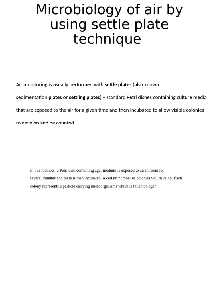 Air Microbiology Practical | PDF | Colony Forming Unit | Microbiology