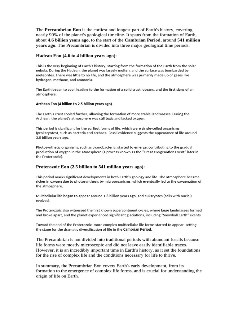 The Precambrian Eon | PDF | Earth | Geology