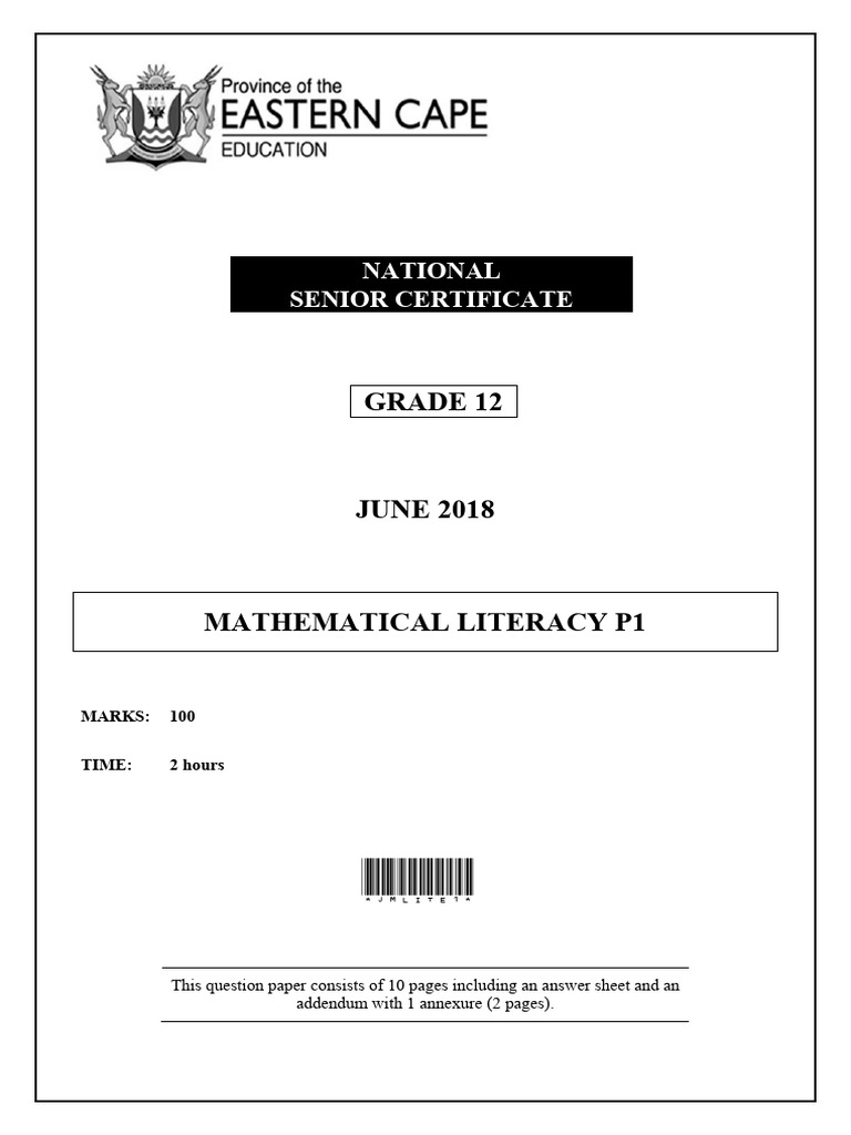 MATHS LIT P1 GR12 QP JUN2018 - Eng D | PDF | Inflation | Value Added Tax