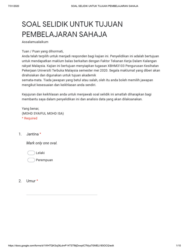 Assessment - Google Forms | PDF