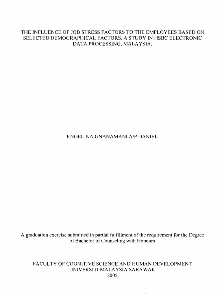The Influence of Job Stress Factors To The Employees Based On Selected ...