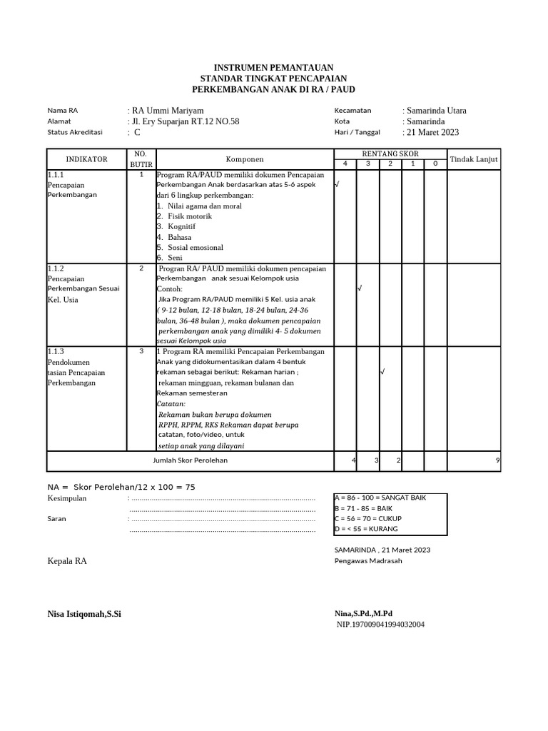 Instrumen 8 Snp Ra | PDF