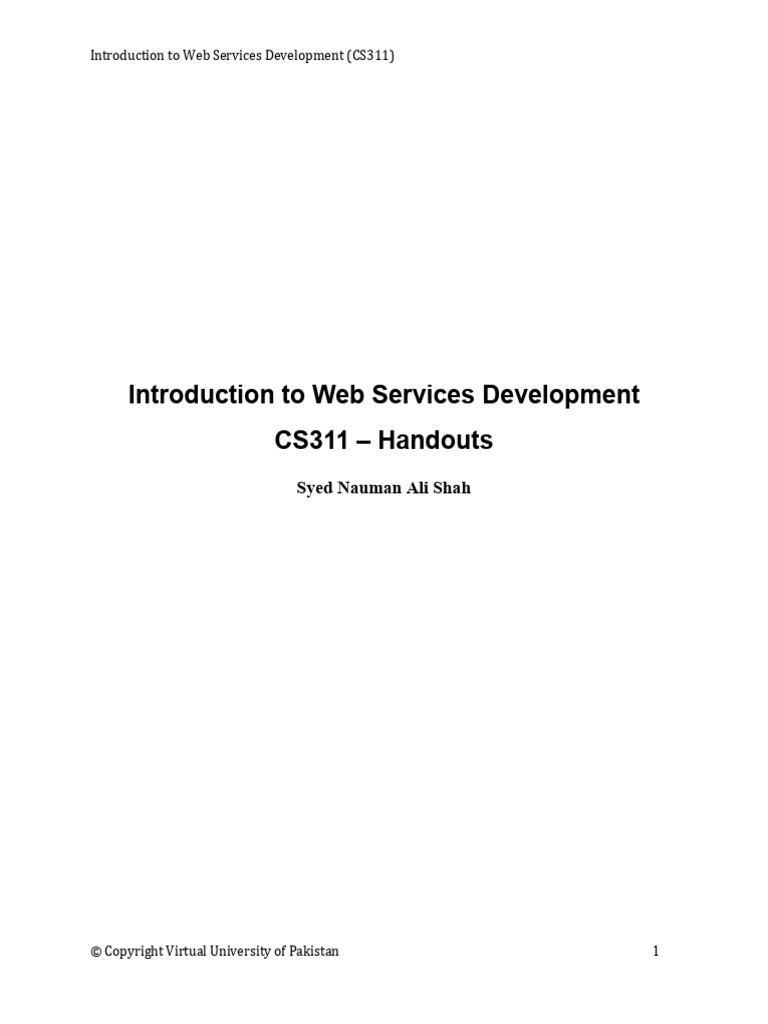 Introduction To Web Services Development (CS311) - Updated Handouts | PDF | Class (Computer ...