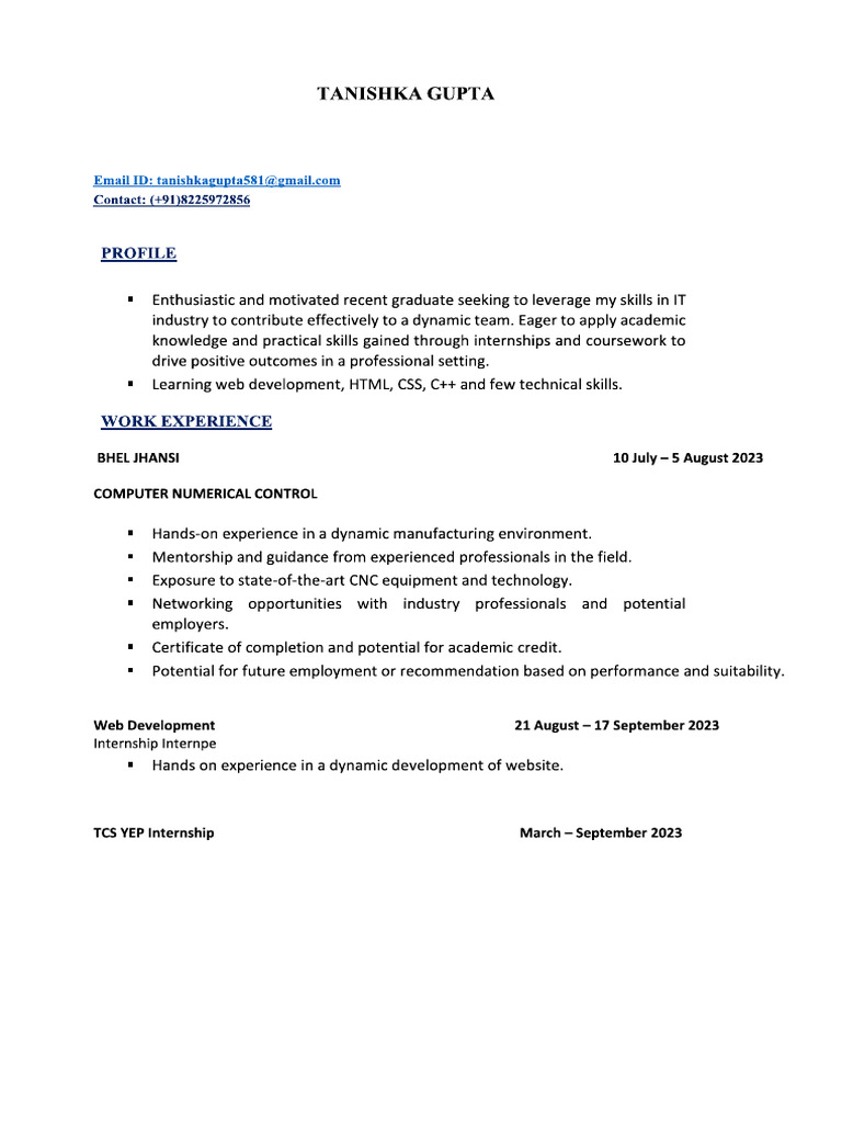 Tanishka Gupta Resume | PDF