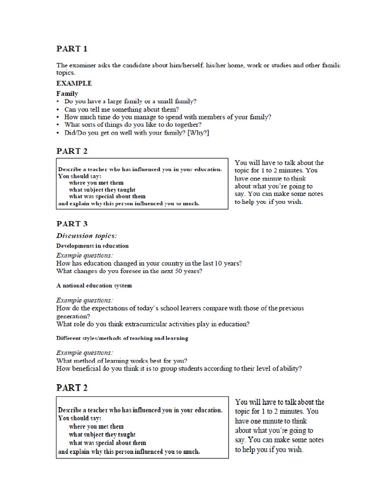 Ielts Speaking Tests - Collection | PDF