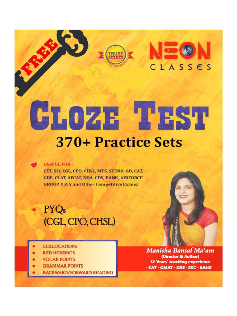 CLOZE-TEST-PYQ-370-Practice-Sets-Neon-Classes | PDF