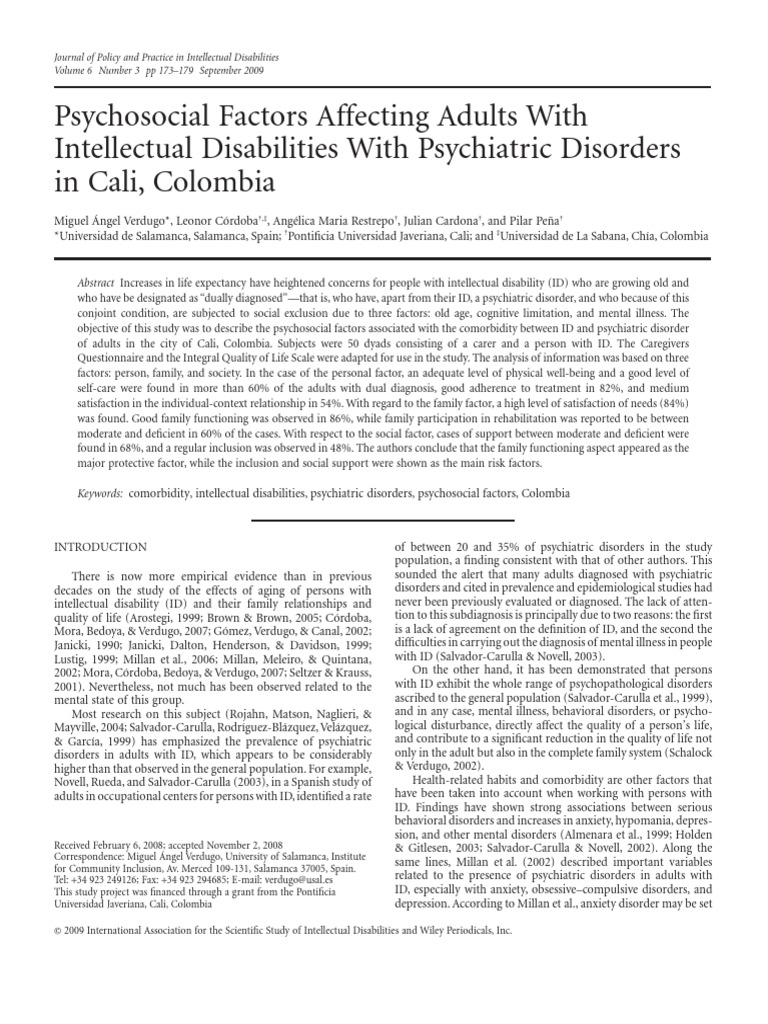 Psychosocial Factors Affecting Adults Wi | PDF | Mental Disorder | Dual Diagnosis