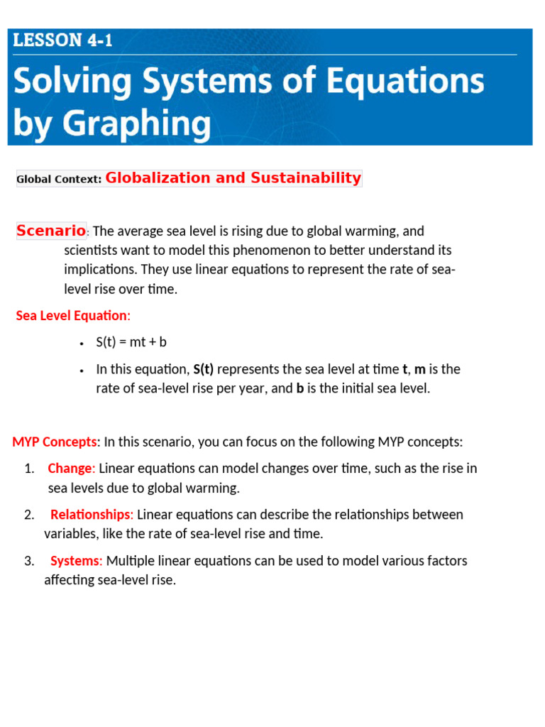 Modeling Sea Level Rise with Linear Equations | PDF
