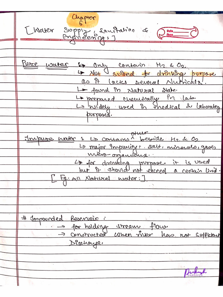 Chap 6 Water Supply Full Note | PDF