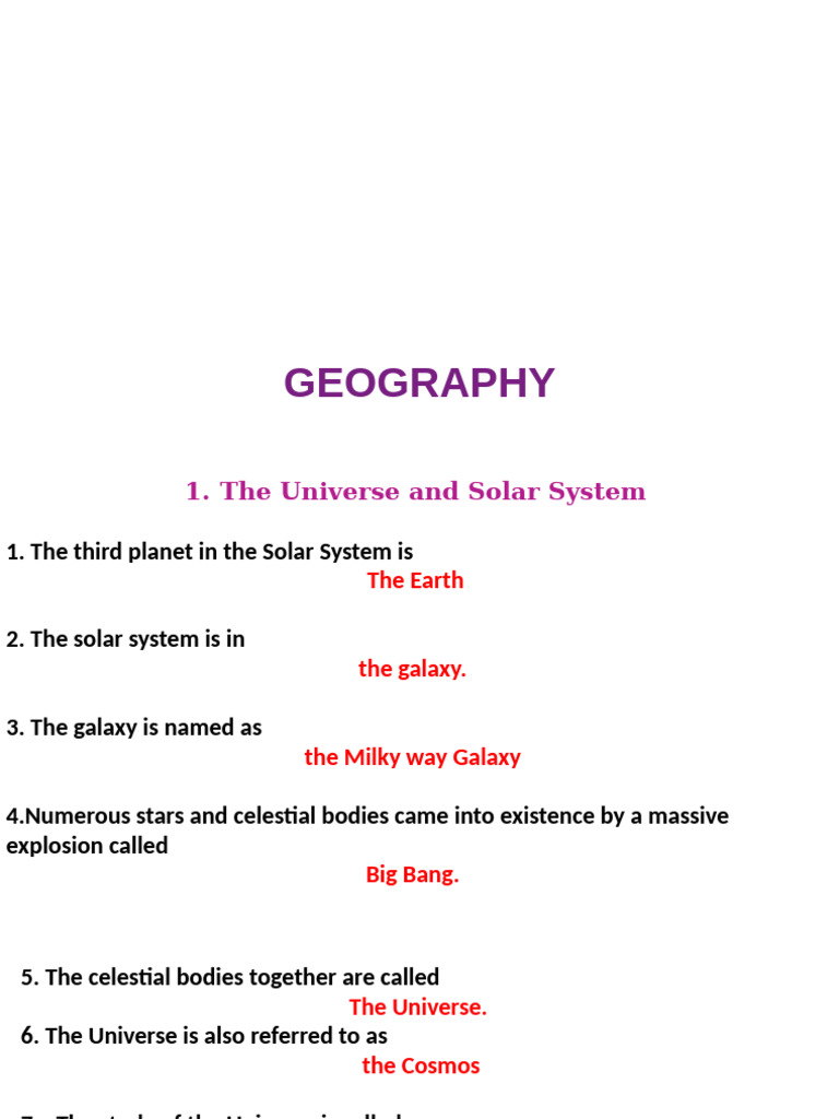 1. The Universe and Solar System | PDF | Planets | Solar System