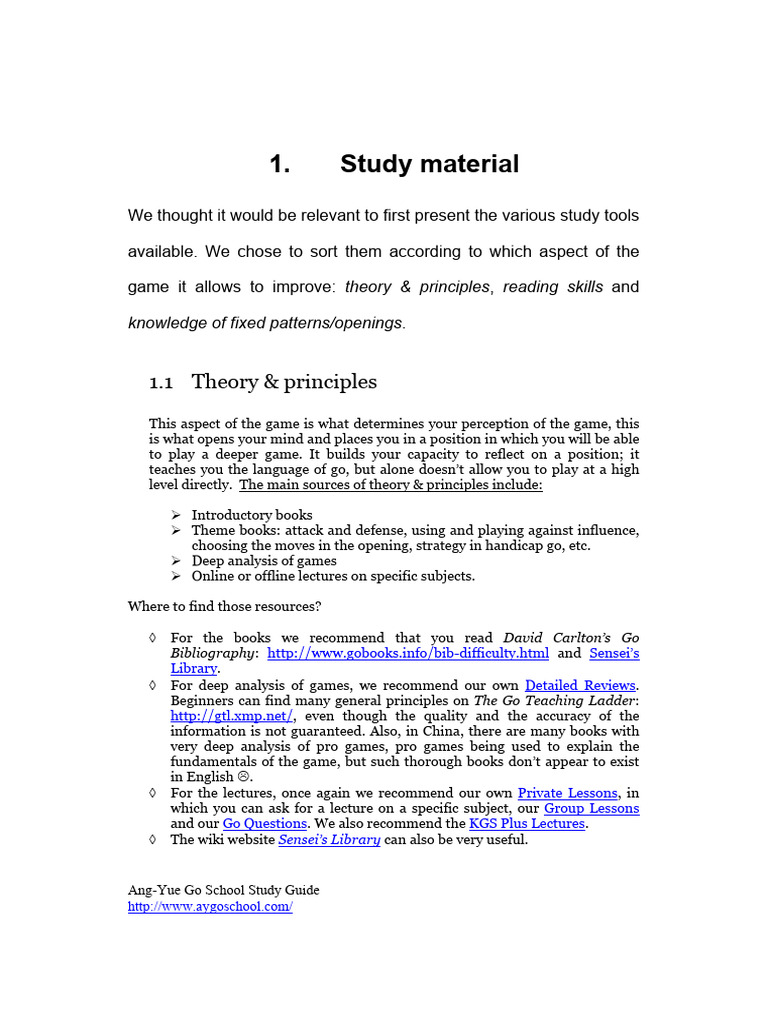 Study Go Theory - Material | PDF