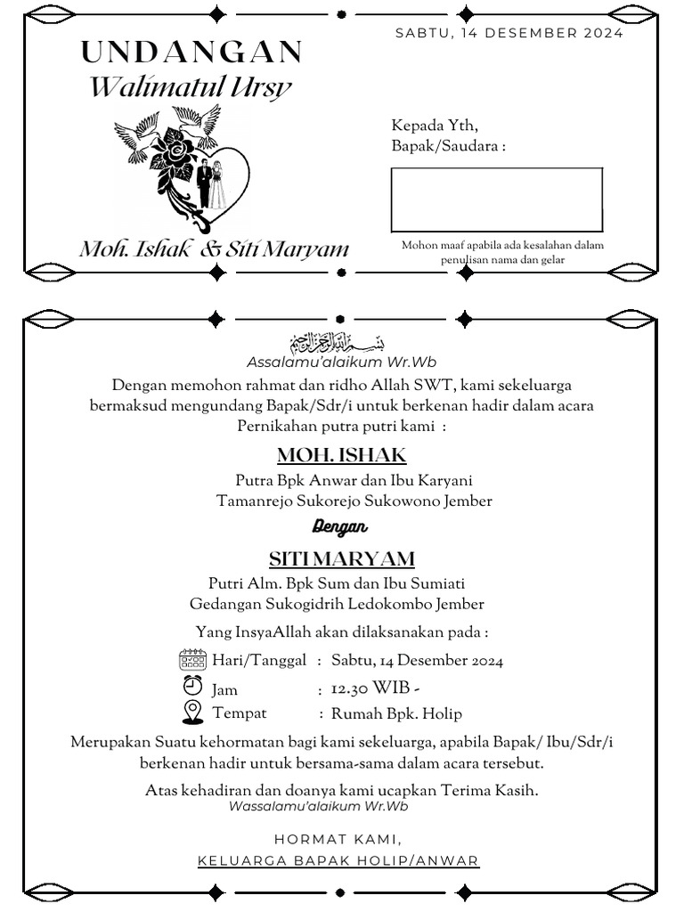 Undangan Walimatul Ursy | PDF