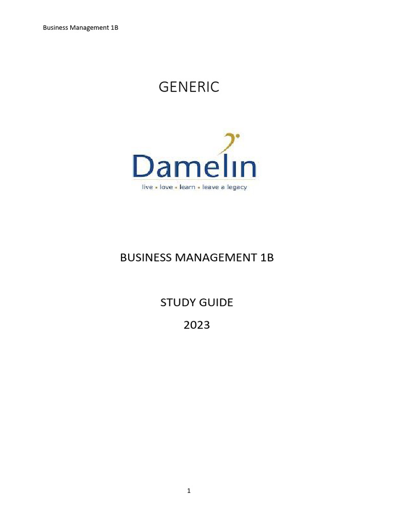 PDU - Study Guide (Damelin) BMG120 - 23 | PDF | Corporate Social ...