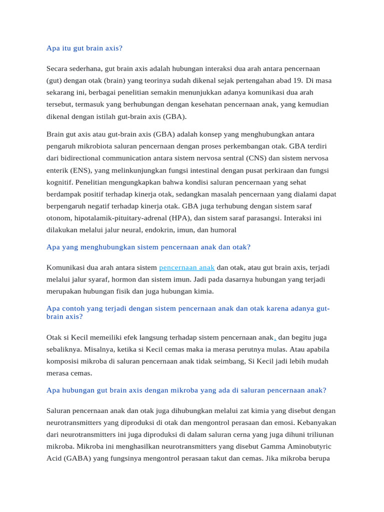 Memahami Gut-Brain Axis pada Anak | PDF