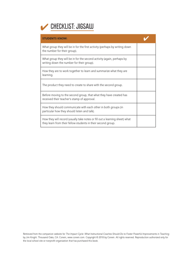Checklist Jigsaw | PDF