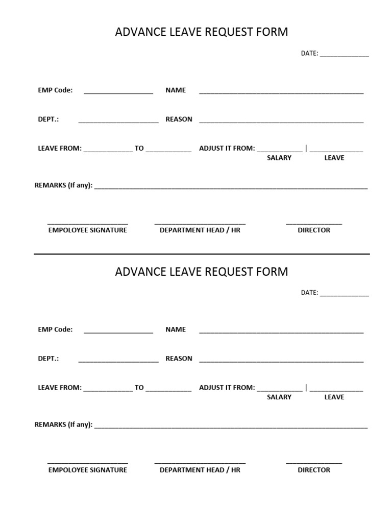 Advance Leave Request Form | PDF