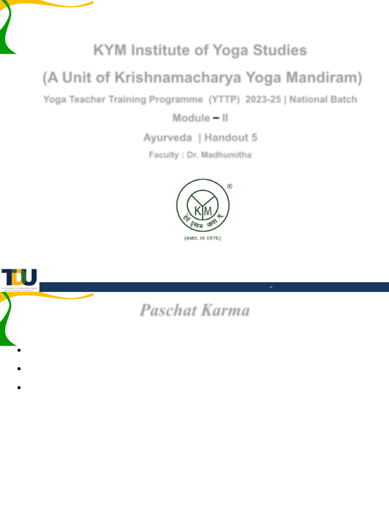 YTTP 2023-25 - N - MOD 2 - Ayurveda - DR M - Handout 5 | PDF | Ayurveda ...
