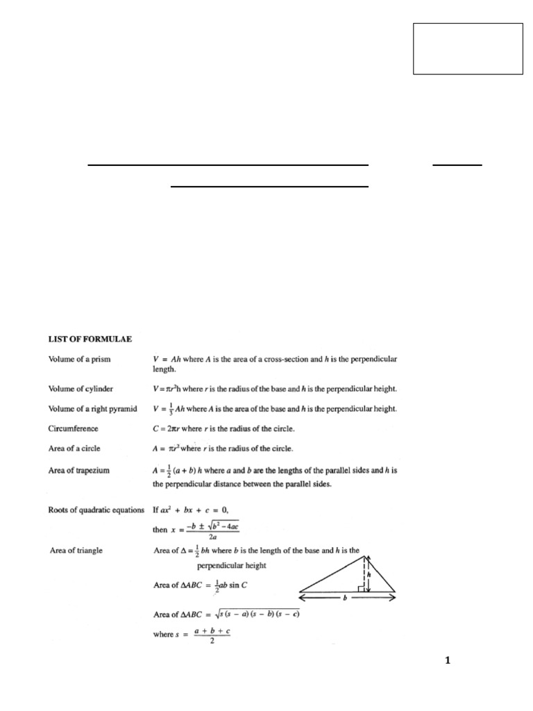 CSEC Revision Paper 1 (2022-2023) | PDF | Area | Elementary Geometry