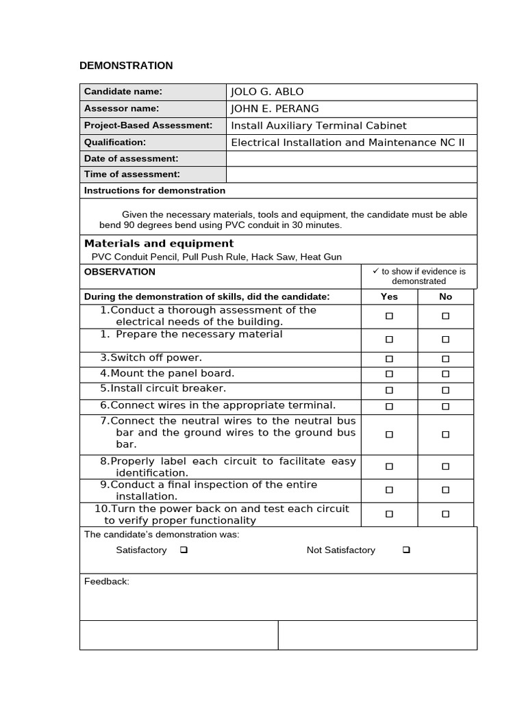 Demonstration | PDF | Electrical Wiring | Personal Protective Equipment