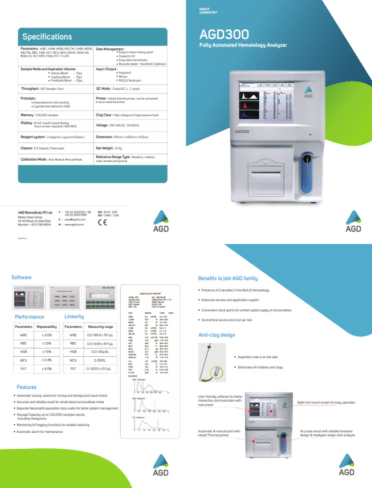 Agd Agd300 Hematology Analyzer | PDF | Printer (Computing) | Computer Engineering