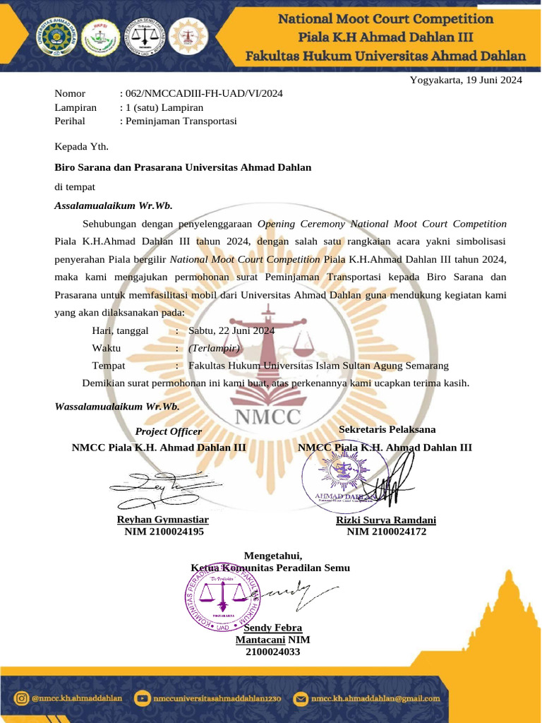 Peminjaman Transportasi NMCC 2024 | PDF