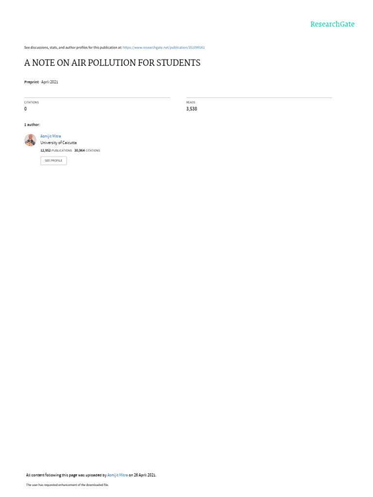 A Note On Air Pollution For Students | PDF | Atmosphere Of Earth ...