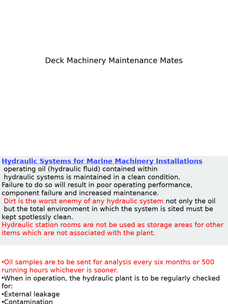 Deck Machinery Maintenance Phase II | PDF | Electric Motor | Electricity