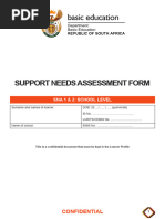 Support Needs Assessment Form: Sna 1 & 2: School Level Dob: Id No ...