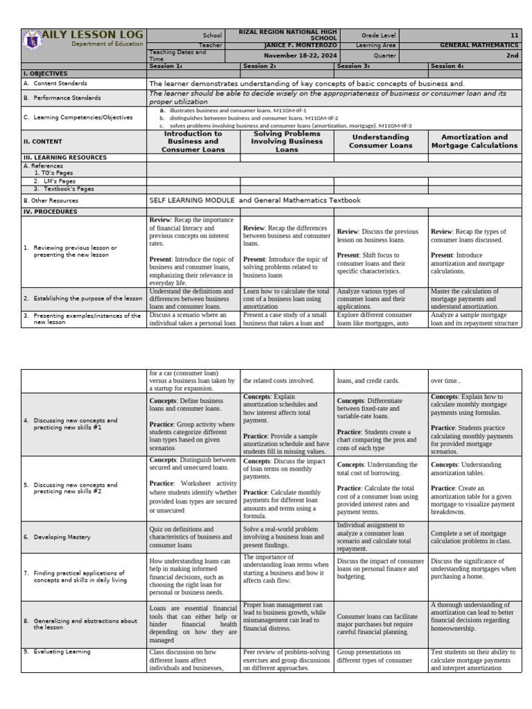 gen math q2 week 2 | PDF | Loans | Mortgages