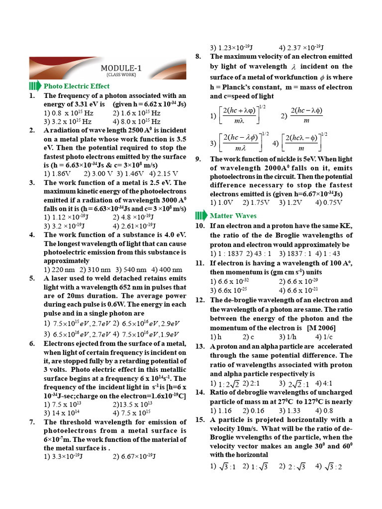 dual_mcq1 | PDF | Photoelectric Effect | Electronvolt