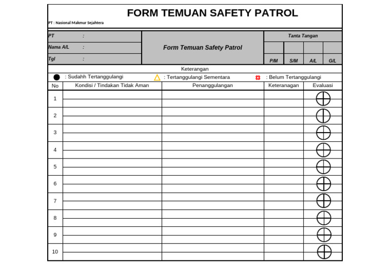 Form Temuan Safety Patrol PT Nasional Makmur | PDF