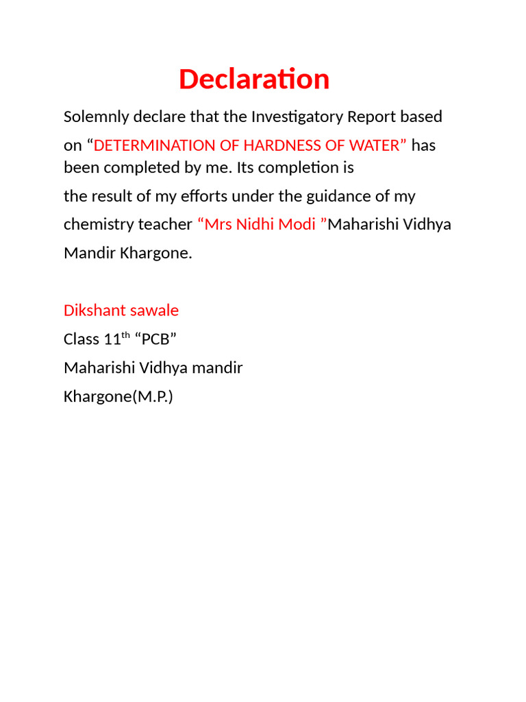 Declaration - Copy | PDF