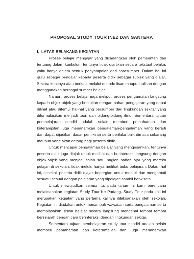 Proposal Study Tour Sma | PDF
