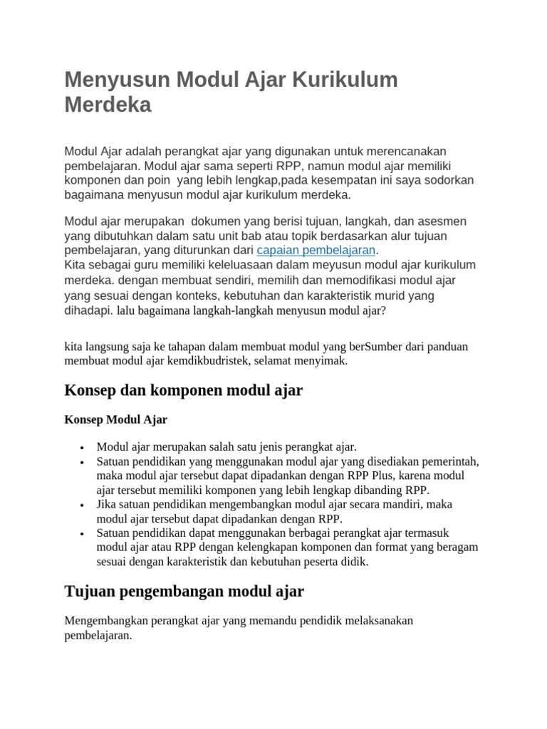 Menyusun Modul Ajar Kurikulum Merdeka | PDF Menyusun Modul Ajar Kurikulum Merdeka | PDF