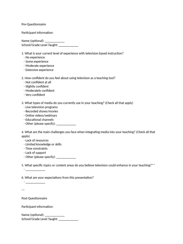 Tvbi Questionnaire | PDF