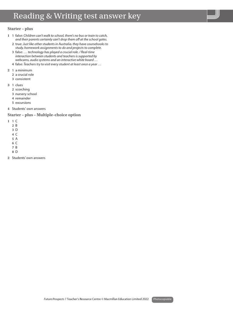 FP1 Reading Writing Plus Answer Key | PDF | Crimes | Crime & Violence