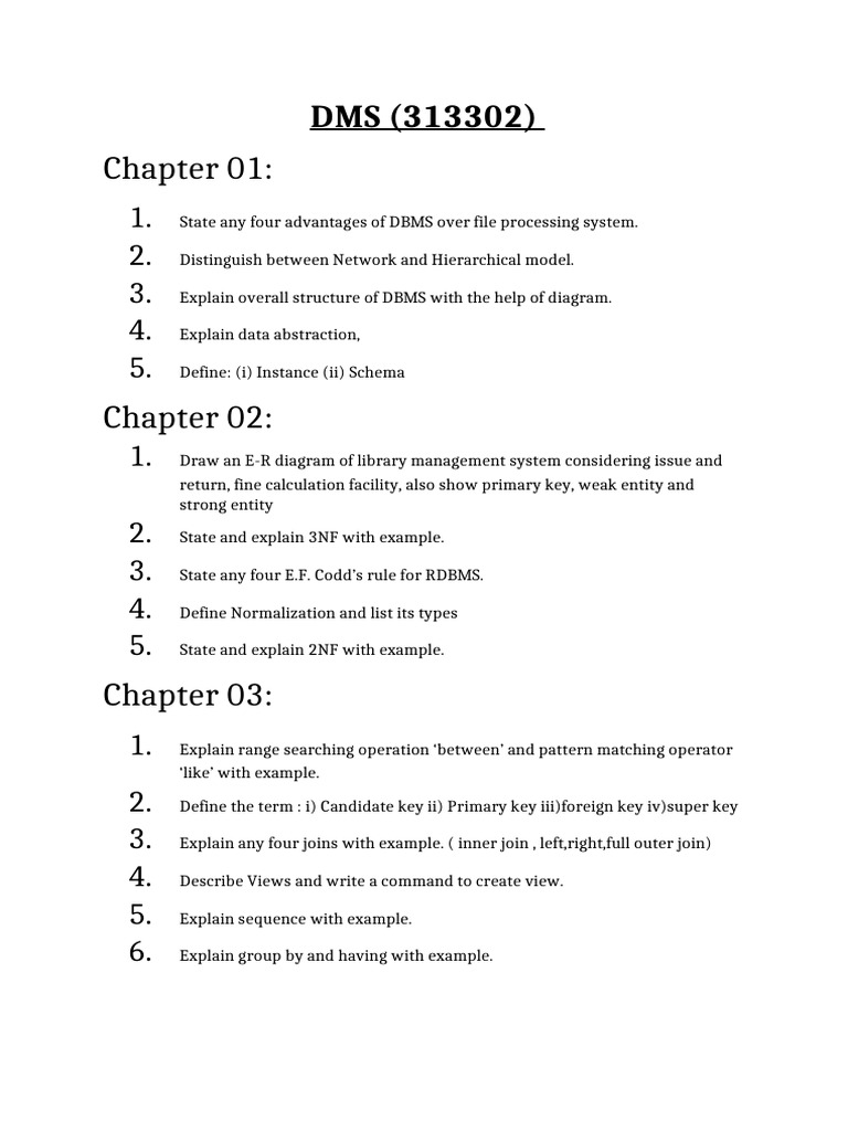 DMS IMP Questions | PDF