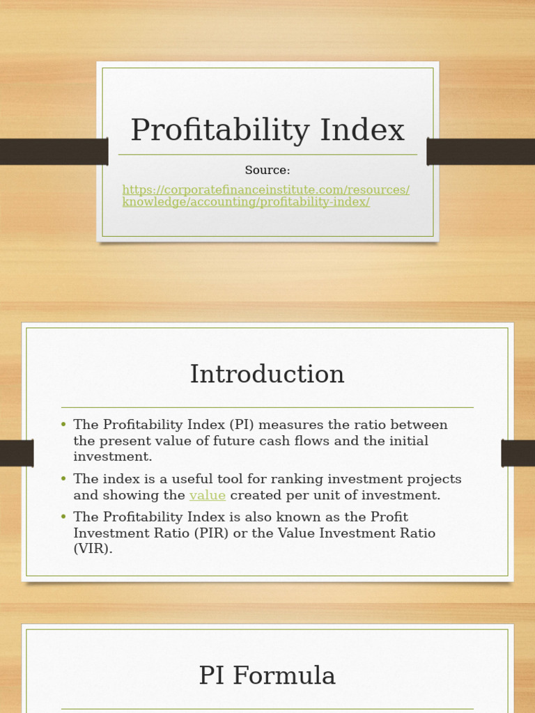 profitability Index | PDF | Net Present Value | Investing