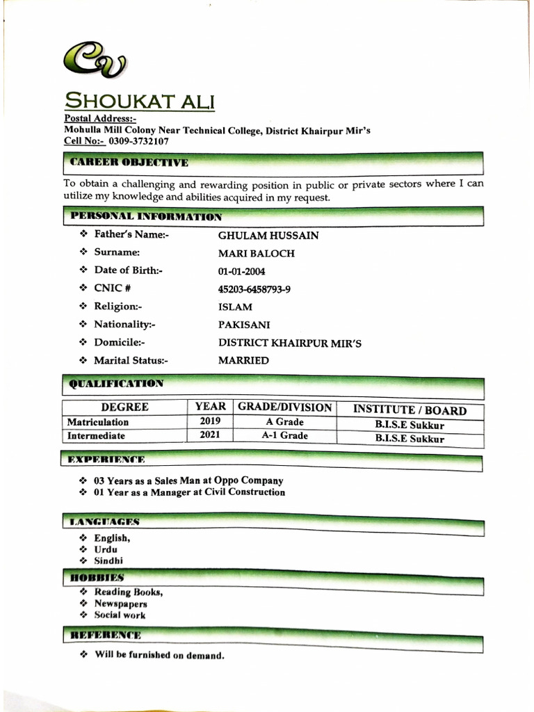 CV Shoukat | PDF