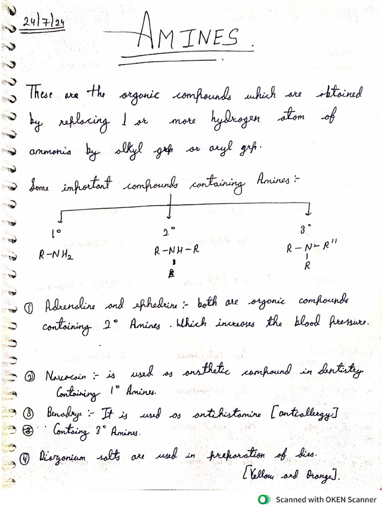 Amines Class 12th | PDF