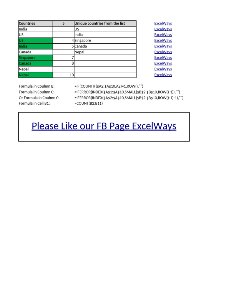 List Unique items from a Range | PDF
