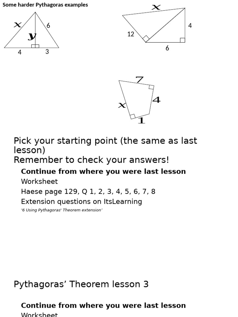 7 Practice Pythagoras Theorem Math MYP3 | PDF