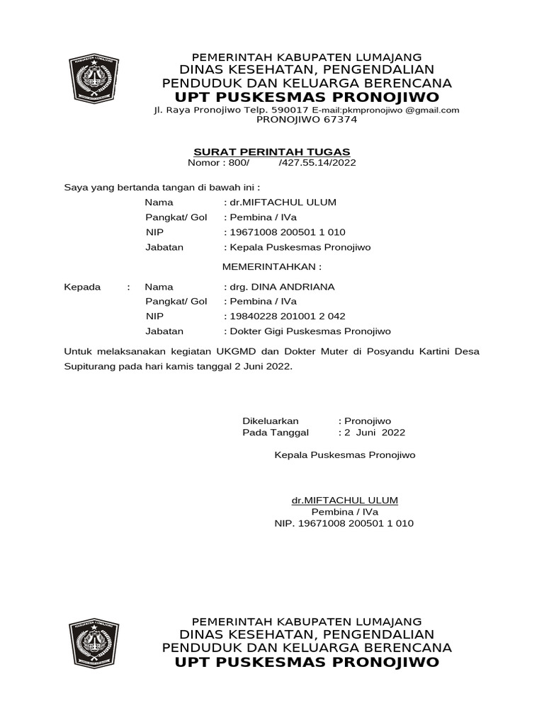 Surat Tugas 2022 | PDF