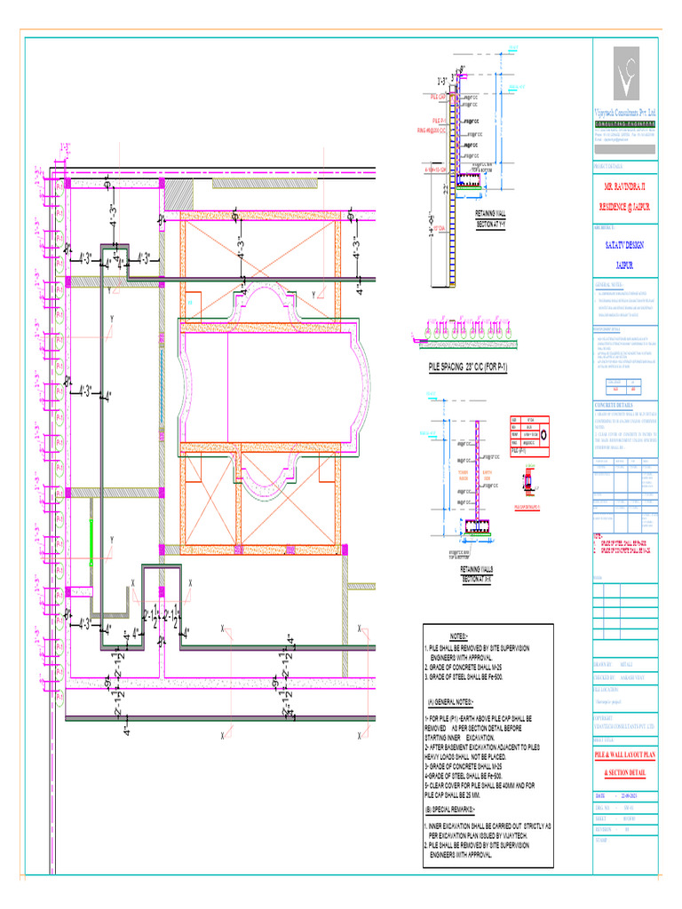 PILE & WALL SECTION DETAIL-Layout1 | PDF | Deep Foundation | Architectural Design
