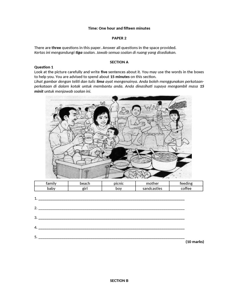 UJIAN PENGESANAN 1 English Y4 Paper 2 2015 | PDF